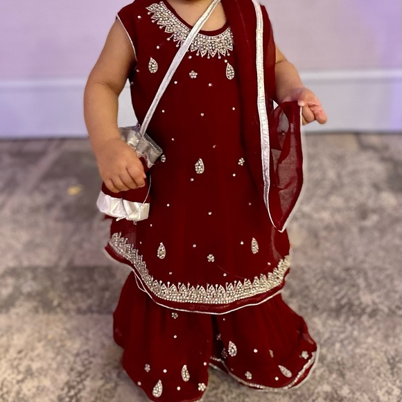 Matching Sets | Baby Gharara Kameez 4 Piece Suit 1224 Months With Churi ...